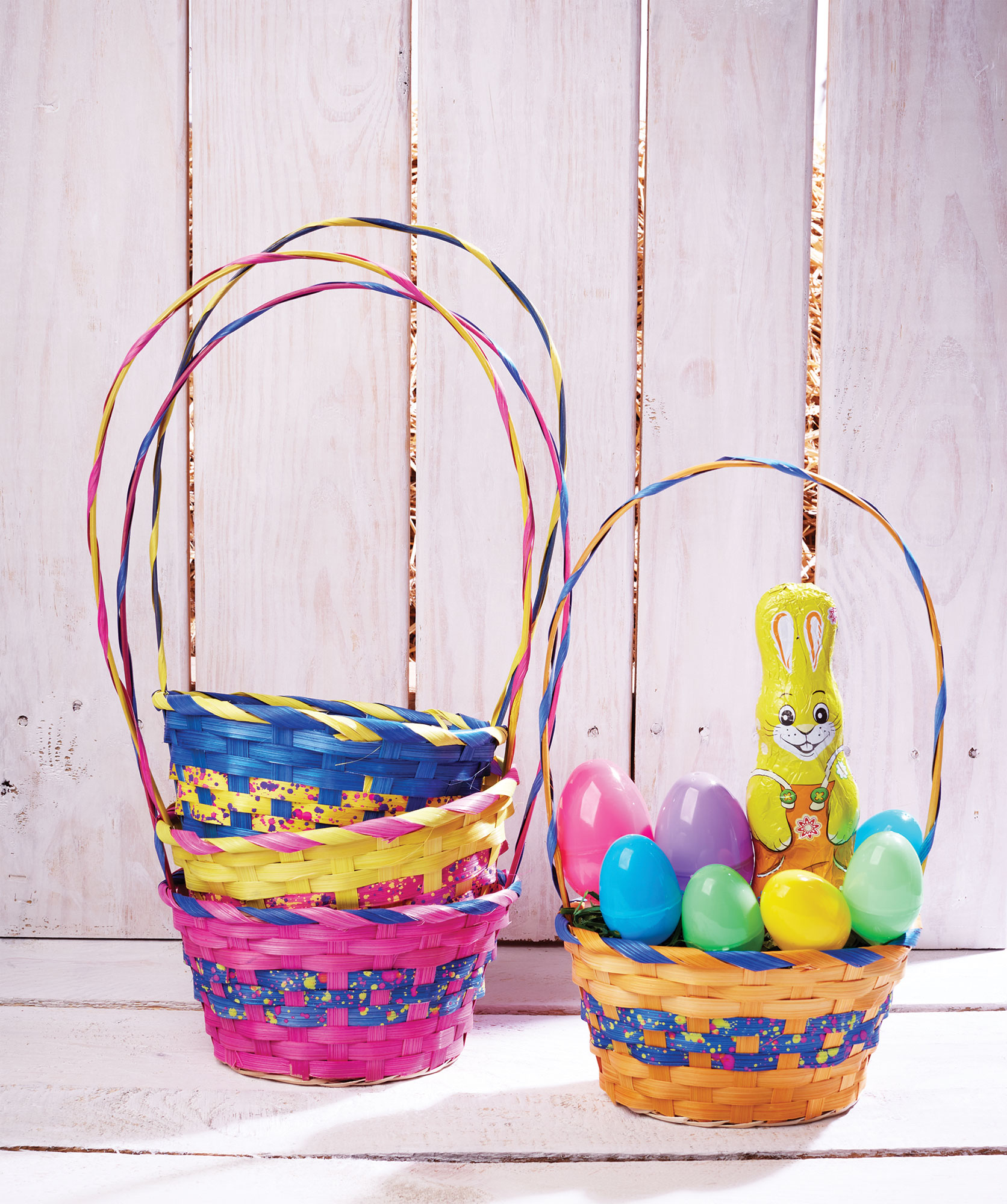 Two Tone Speckled Round Basket