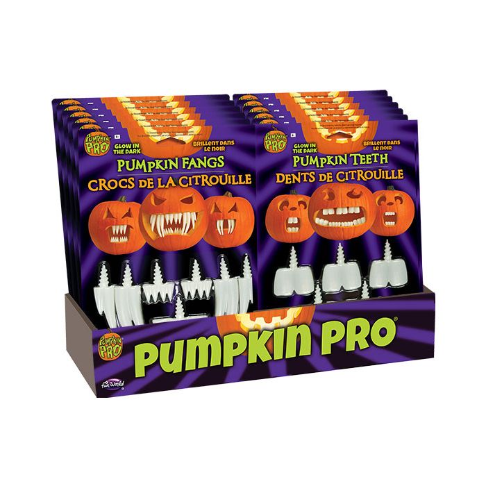 Glow-In-The-Dark Pumpkin Fangs Assortment PDQ