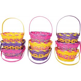 8" Square, Round, and Oval Basket with Collapsible Handle Assortment